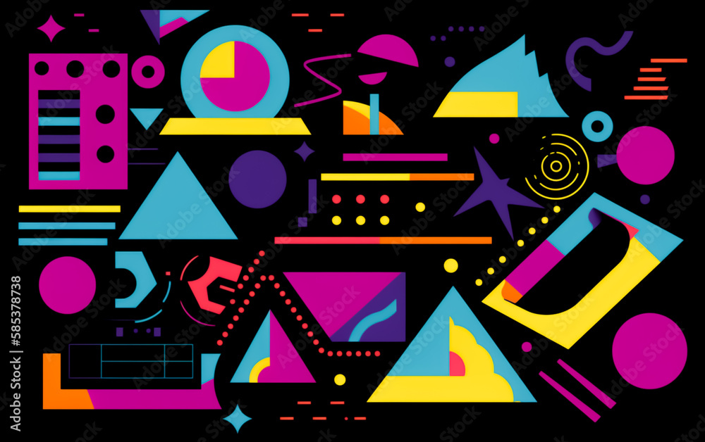Colorful 80s Retro patterns, shapes and colors for that vintage 1980s ...