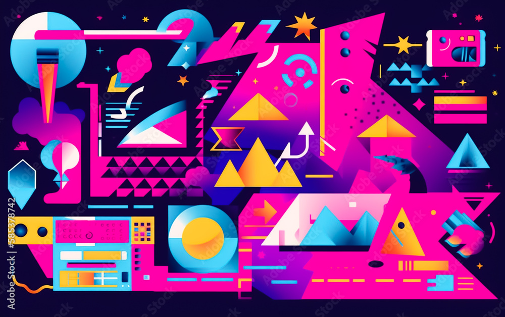 Colorful 80s Retro patterns, shapes and colors for that vintage 1980s ...