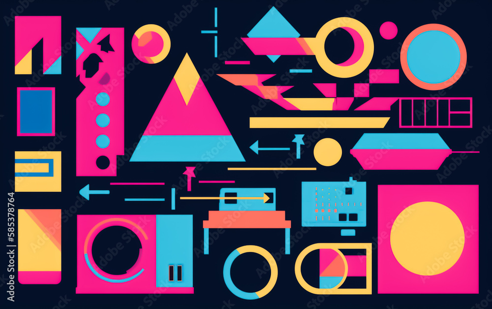 Colorful 80s Retro patterns, shapes and colors for that vintage 1980s ...