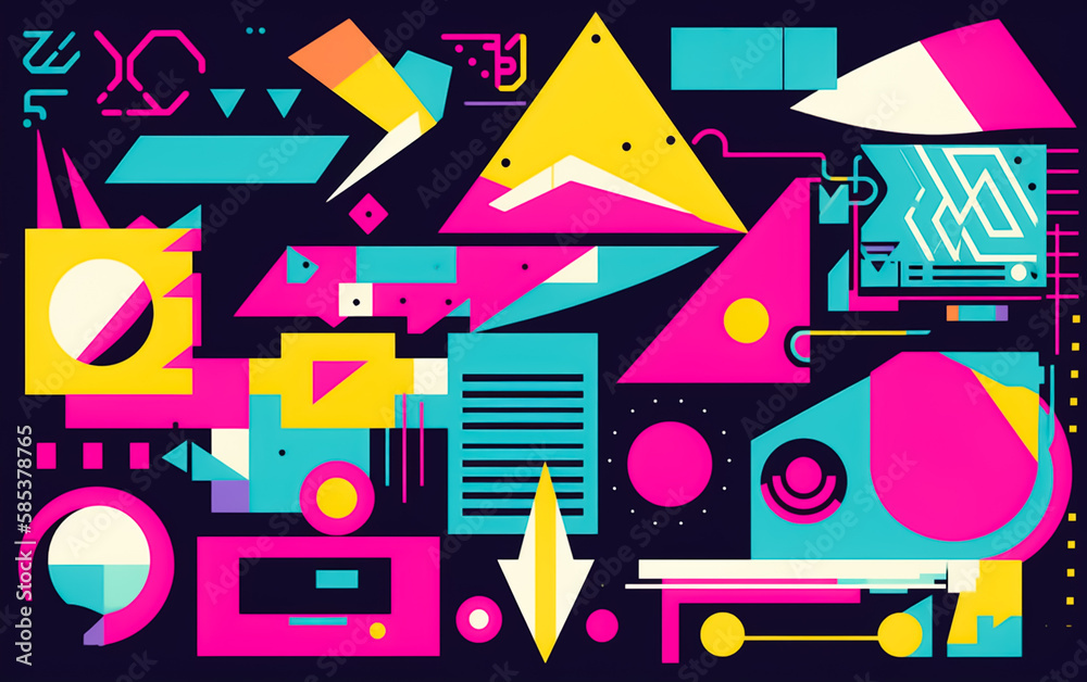 Colorful 80s Retro patterns, shapes and colors for that vintage 1980s ...