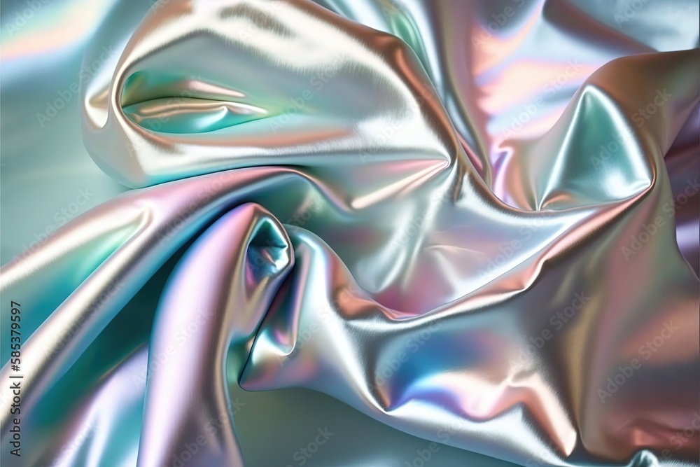 Silk Shiny Fabric Texture in Pastel Iridescent Holographic Colors: High ...