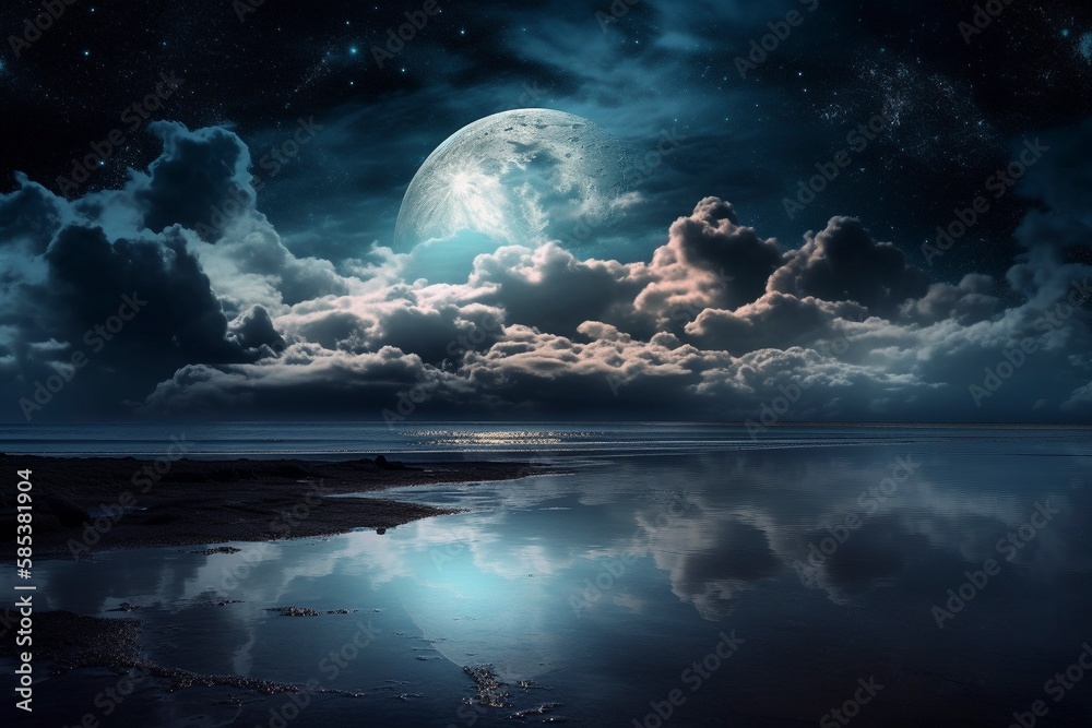 Moon Takes Center Stage, Radiant Full Moon Illuminating Infinite ...