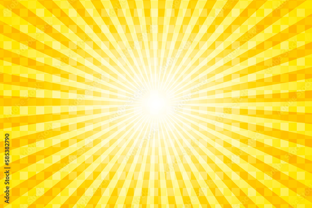 Sunrise image yellow polka dots background with shiny rays. Stock ...