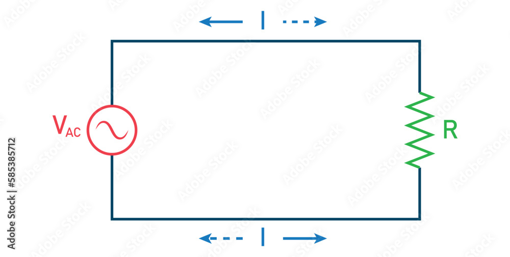 Alternating current (AC) circuit. Vector illustration isolated on white ...