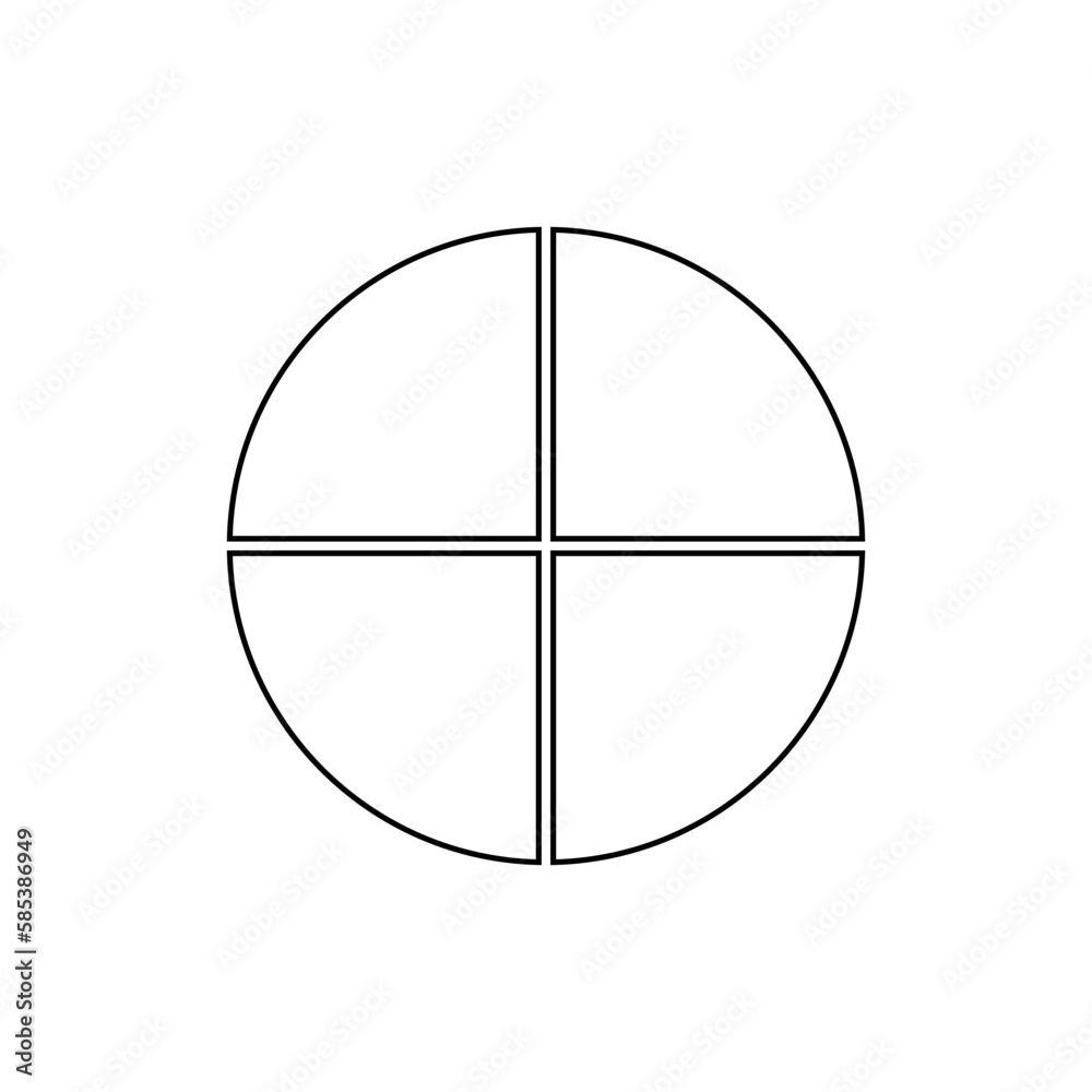 Four parts of circle. Pie chart with four same size sectors. Vector ...