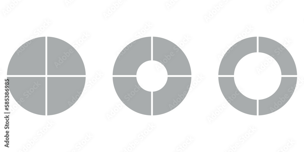 Set of four parts of circle. Pie chart with four same size sectors ...