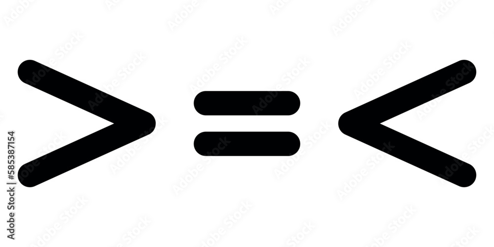 Less than greater than and equal symbol in mathematics. inequality ...