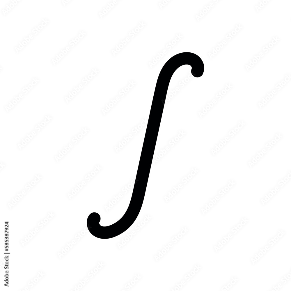 Black integral symbol in mathematics. Vector illustration isolated on ...