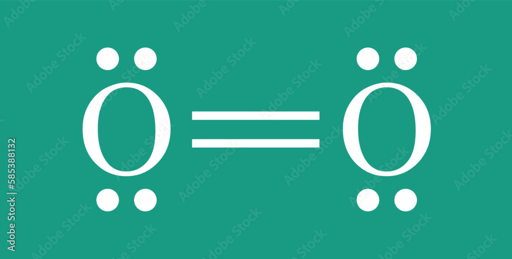 Lewis structure of O2 on white background. Stock Vector | Adobe Stock