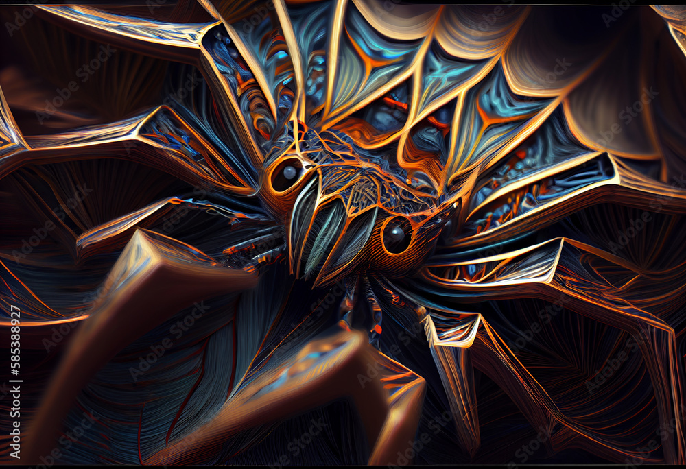 A complex, multi-layered pattern of interlocking shapes that resembles ...