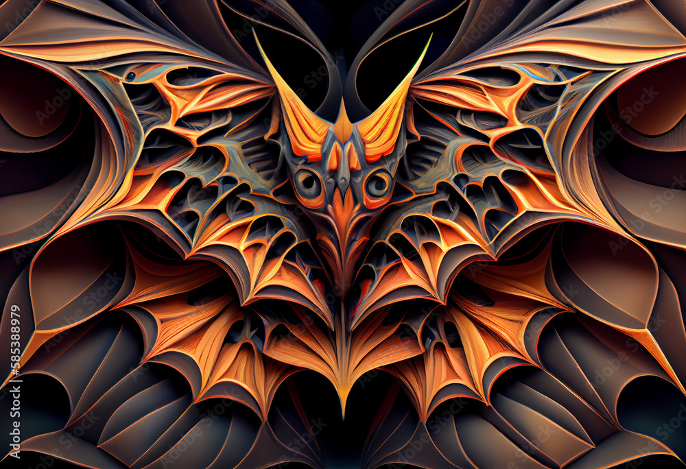 A complex, multi-layered pattern of interlocking shapes that resembles ...