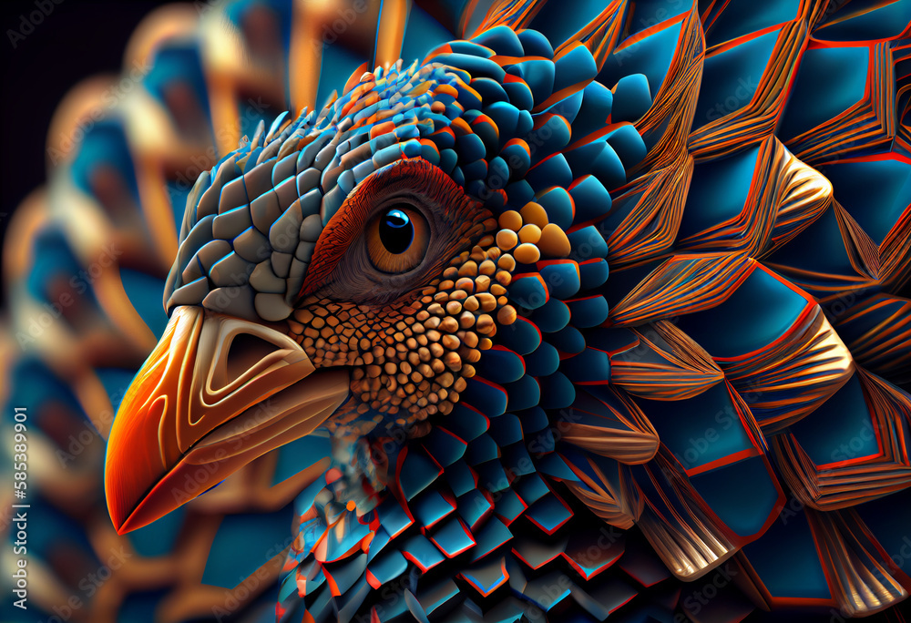 A complex, multi-layered pattern of interlocking shapes that resembles ...