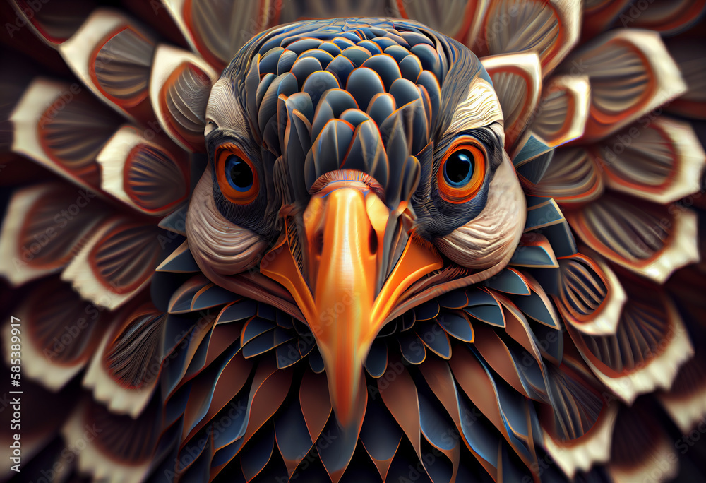 A complex, multi-layered pattern of interlocking shapes that resembles ...