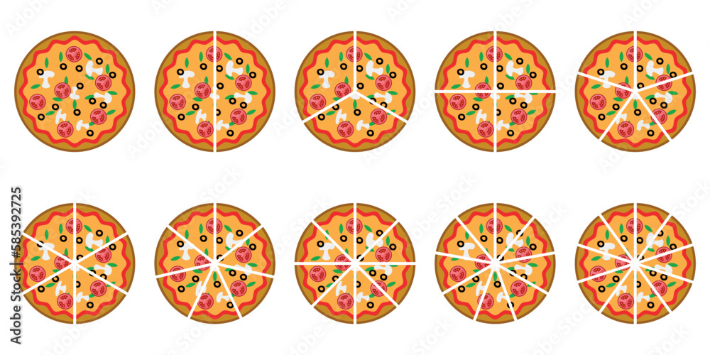 Fraction pizzas. Fraction for kids. Pizza slices. Fraction fun with ...