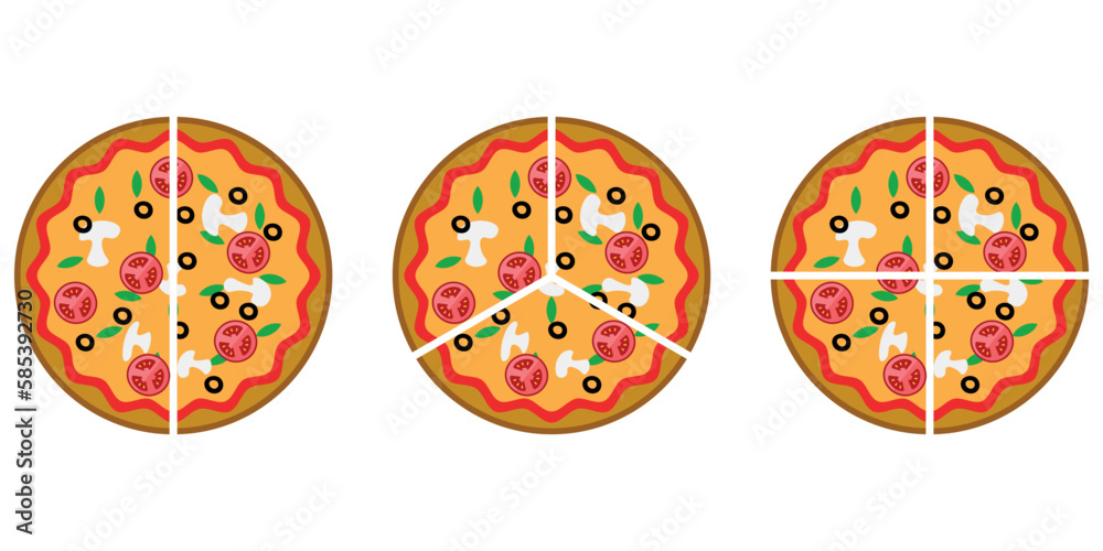 Fraction pizzas. Fraction for kids. Pizza slices. Fraction fun with ...