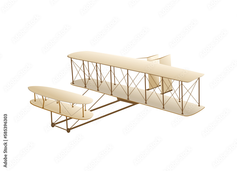 Wright Flyer. The world's first flight an airplane with a person on the ...