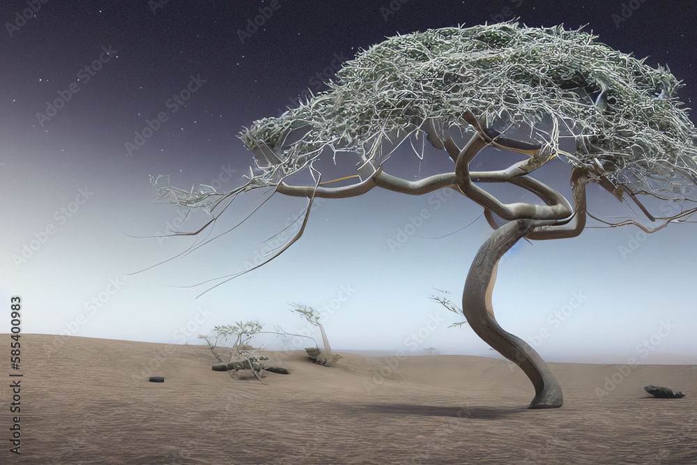 surreal elysian tree of white snakes iridescent veins in the desert ...