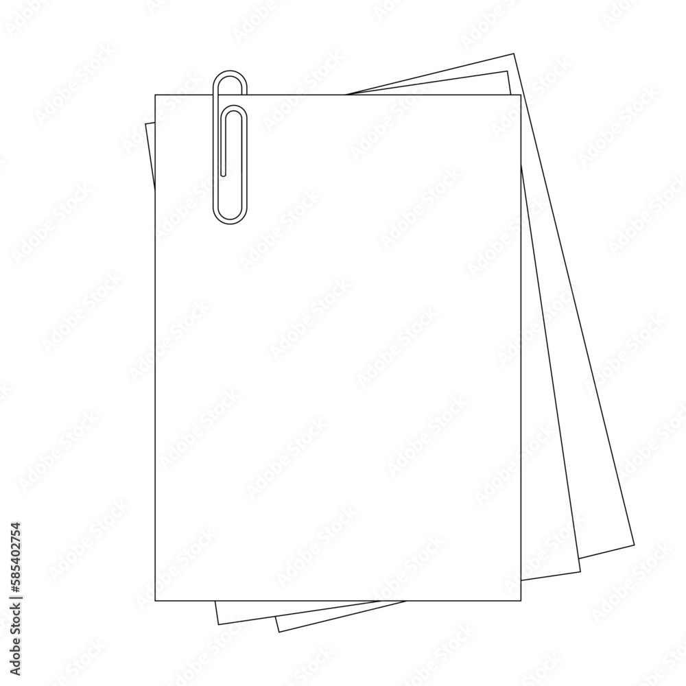 Frame. Background for records. Three white sheets and a paper clip ...