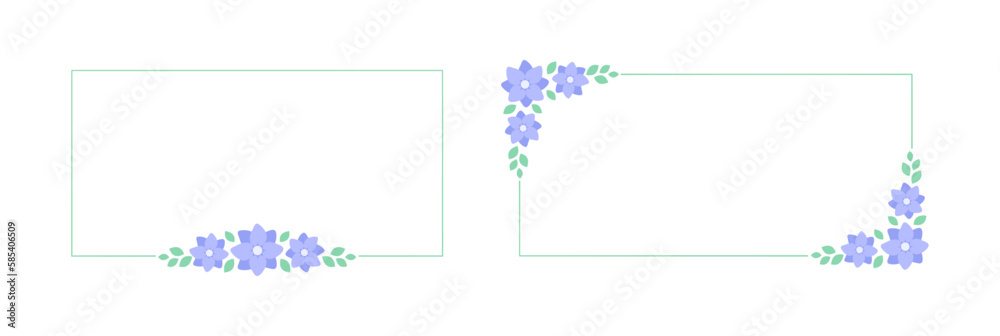 Rectangle lavender floral frame set. Botanical flower border vector ...
