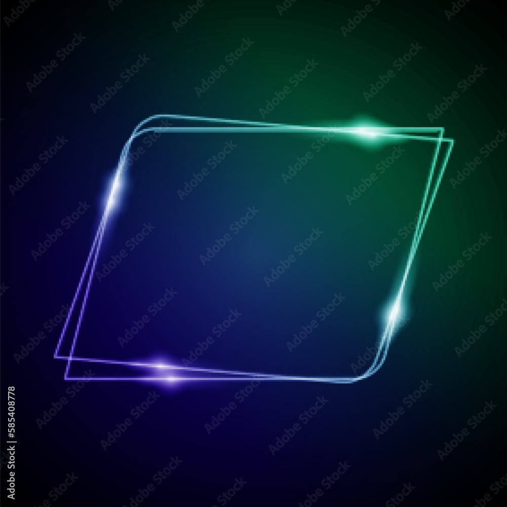Neon Frame with Glow, and Sparkles. Electronic Luminous Parallelograms ...