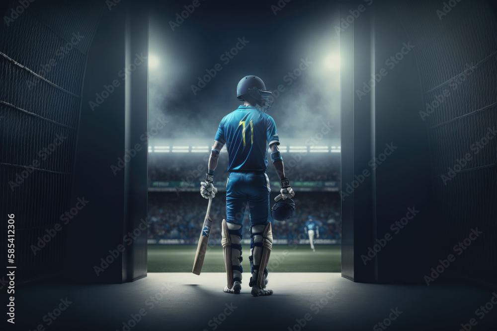 Cricketer walking into the stadium. Generative AI. Stock Illustration ...