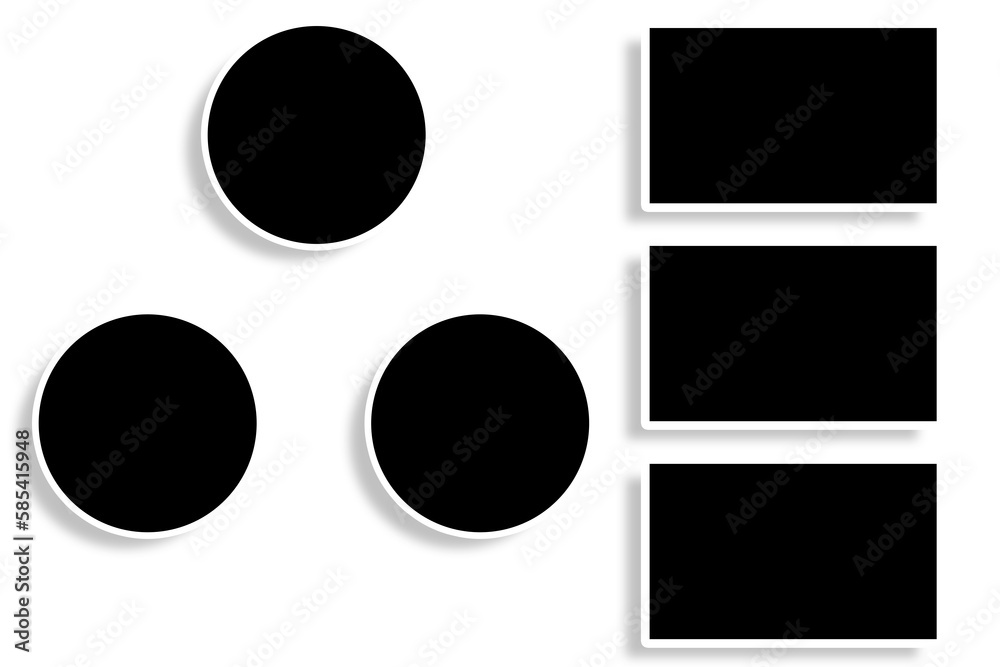 6 Blank photo frames template design of three rectangles & three ...