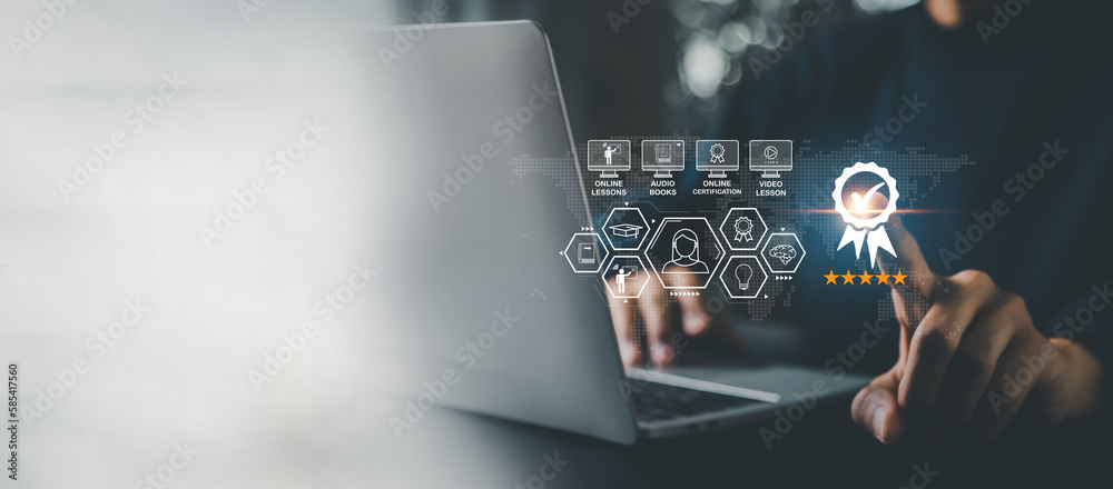 businessman working with computers service Quality assurance, Guarantee ...