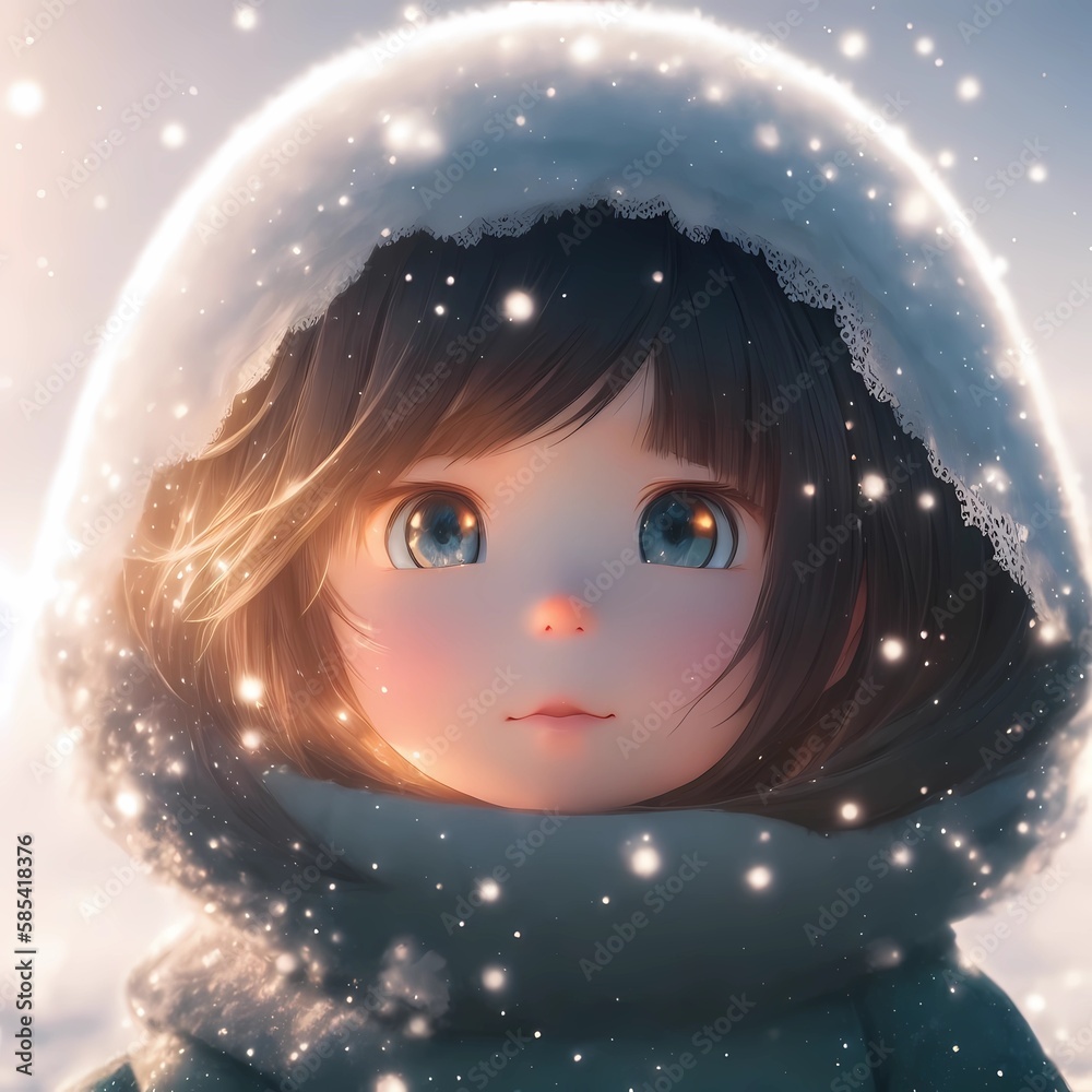 Anime girl little white , people, Background artwork digital art ...