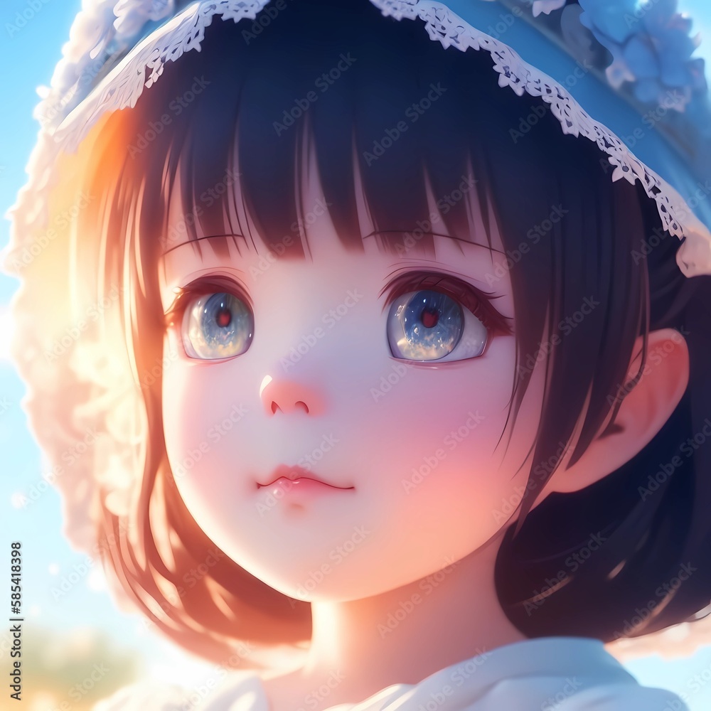 Anime girl little white , people, Background artwork digital art ...