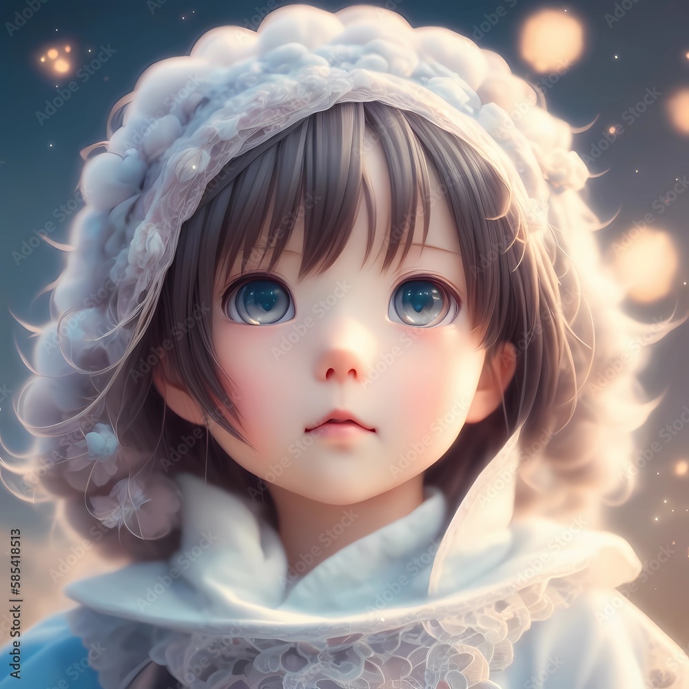 Anime girl little white , people, Background artwork digital art ...