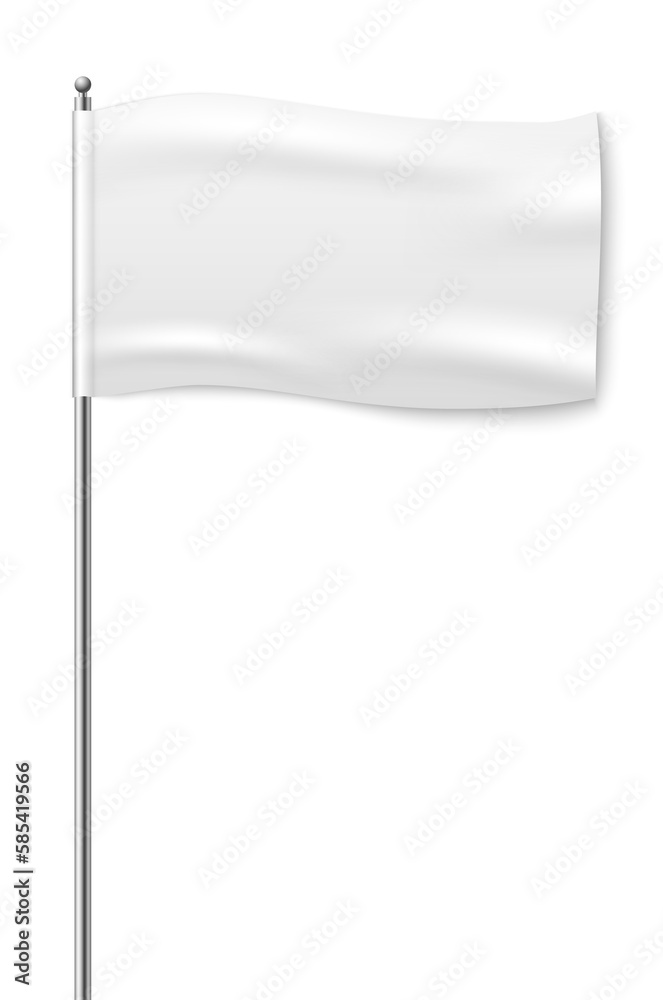 White flag waving. Realistic ad banner mockup Stock Illustration ...