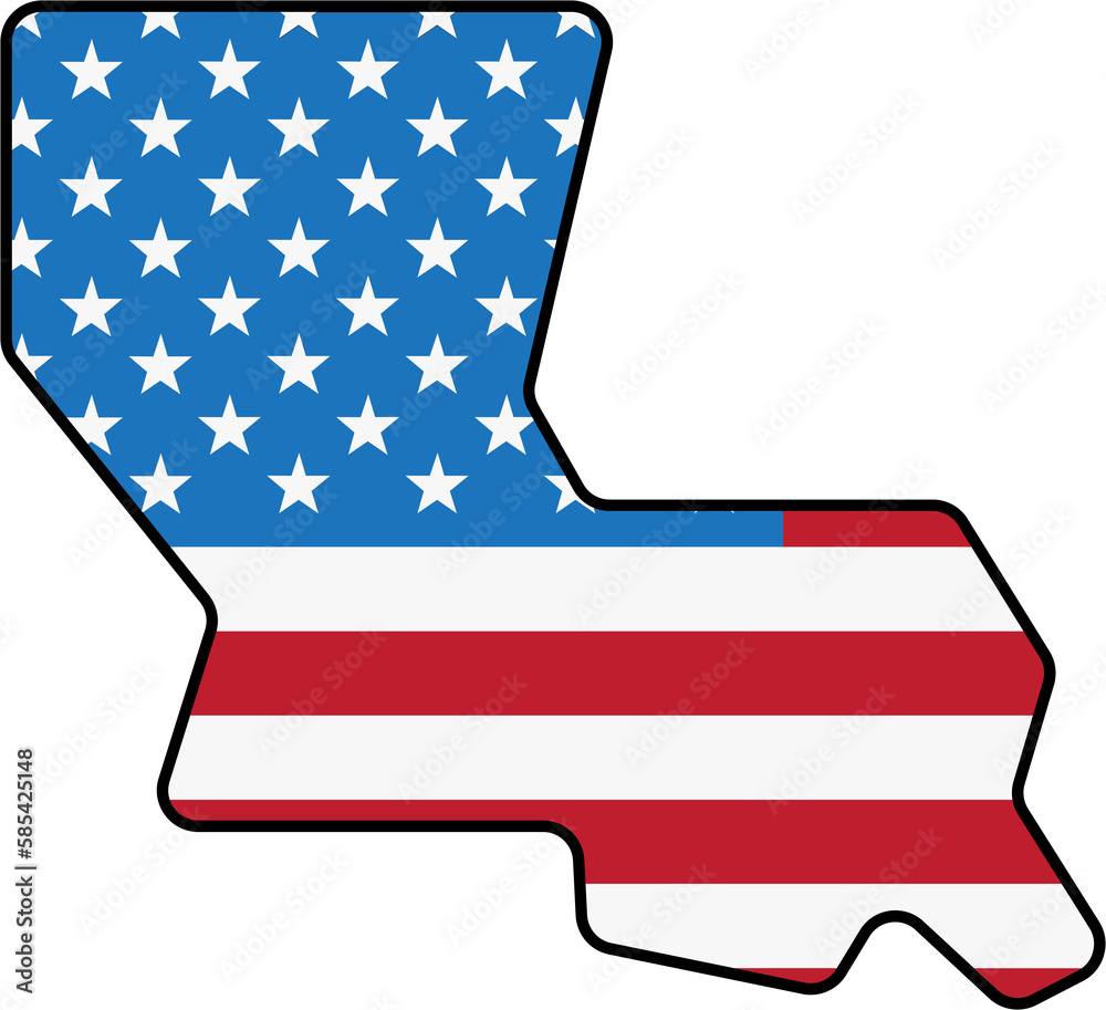 outline drawing of louisiana state map on usa flag. Stock Illustration ...