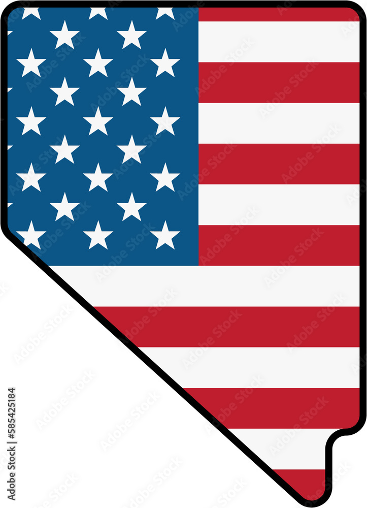outline drawing of nevada state map on usa flag. Stock Illustration ...