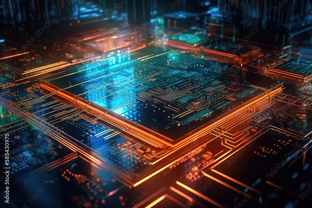 Orange, blue technology background/ Orange and blue technology ...