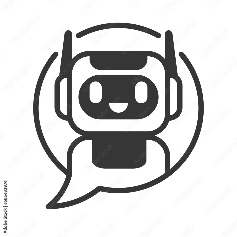 Chatbot icon and logo on isolated white background. Artificial ...