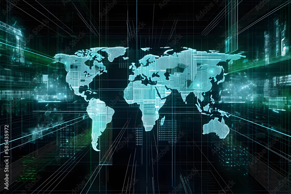 Digital abstract background of world map created with Generative AI ...