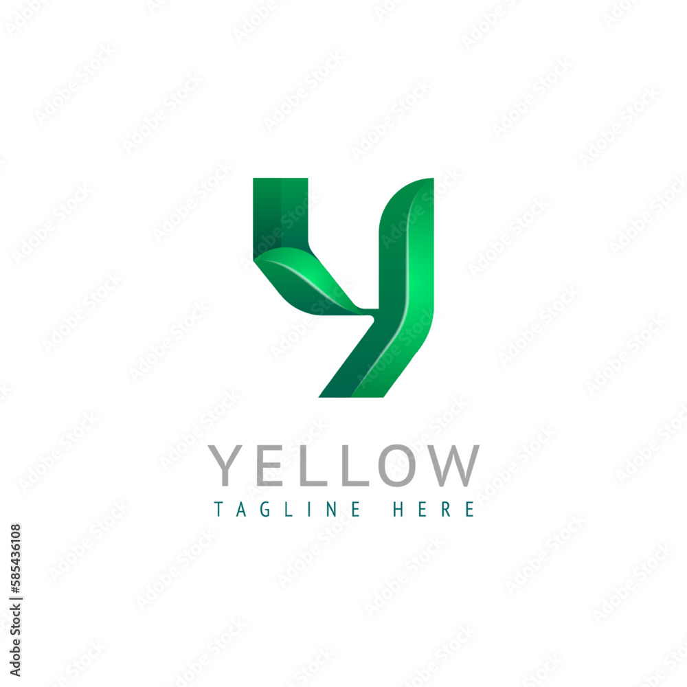 3d Latin letter Y with eco leaf logo, green font alphabet, vector ...