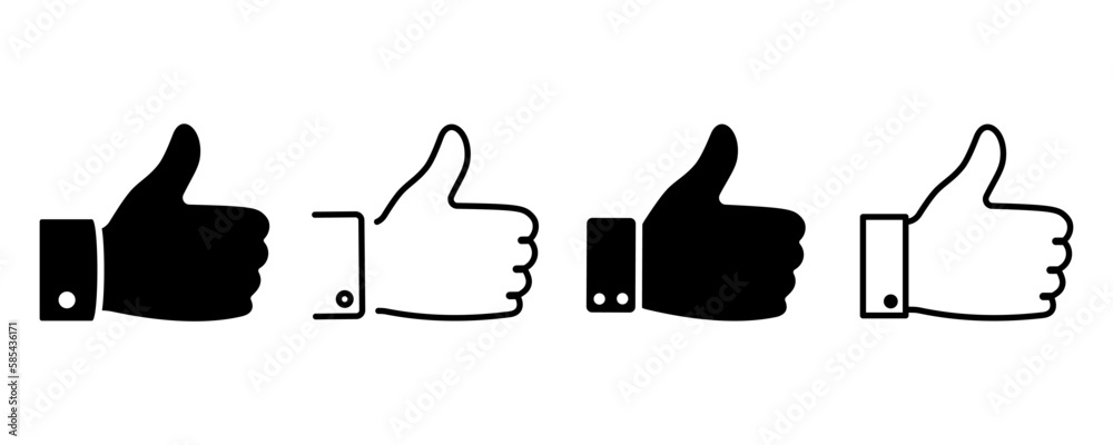 Set of thumb up vector icons. Finger gesture. Symbol good, okay, yes ...