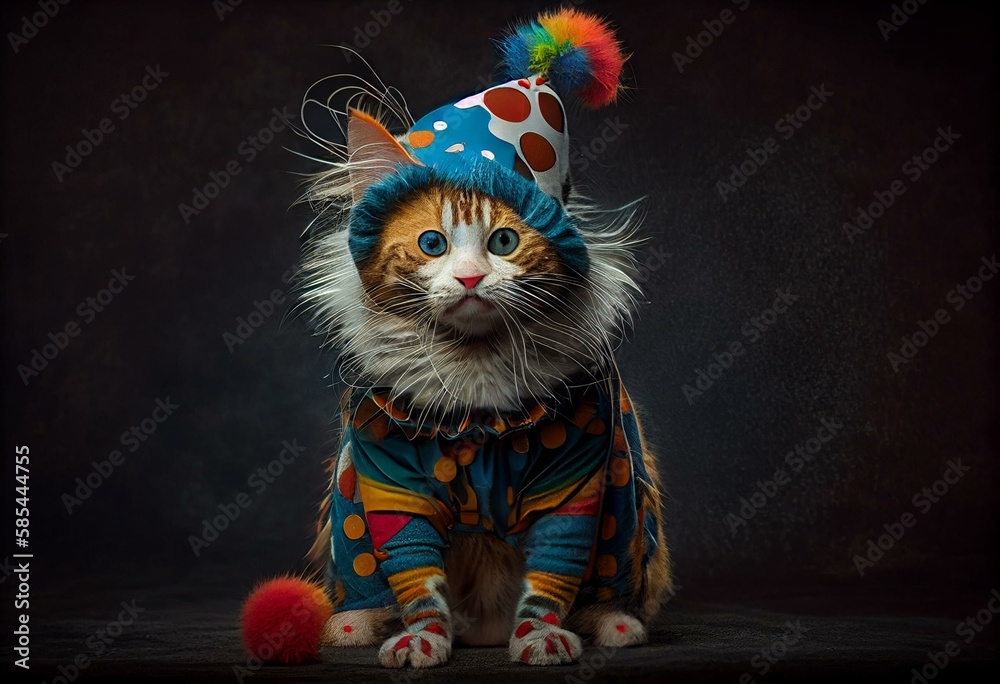 Created with Generative AI technology. Funny cat is wearing costume ...