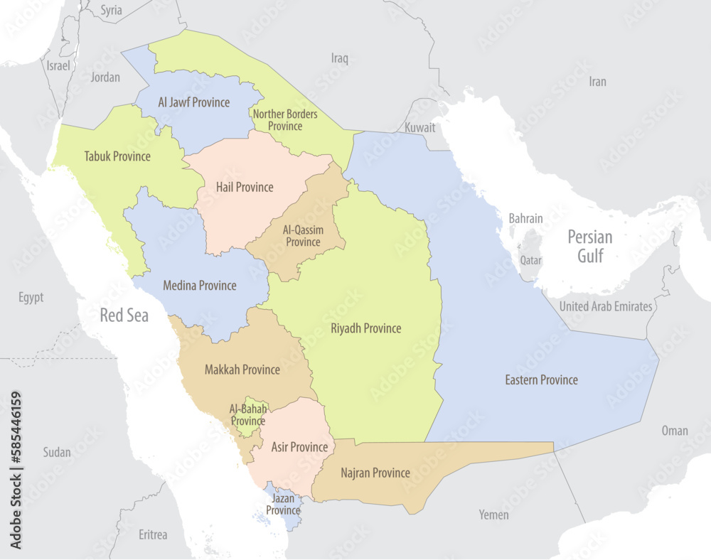Detailed map of Saudi Arabia with administrative divisions and borders ...