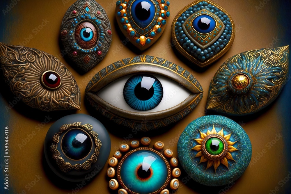 Beautiful amulets with image of blue eye protecting against evil eye ...