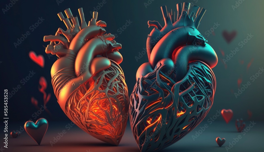Human heart, 3d realistic isolated. Anatomically correct heart with ...