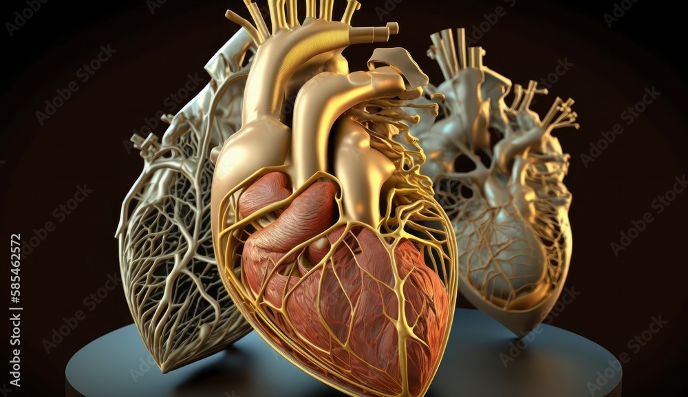 Human heart, 3d realistic isolated. Anatomically correct heart with ...