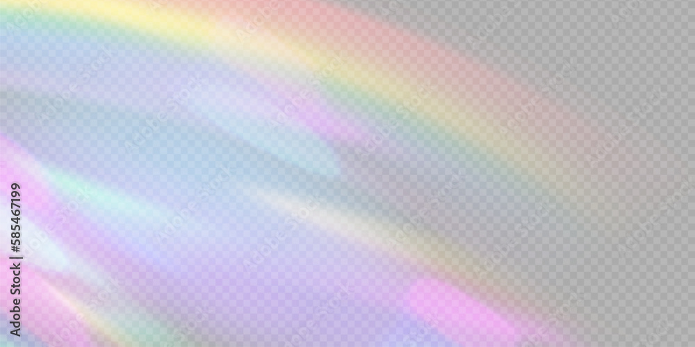Rainbow light prism effect, transparent background. Hologram reflection ...
