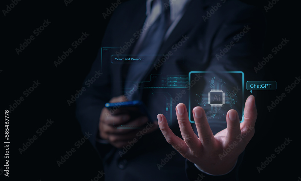 Artificial Intelligence technology and businessmen connect Chatgpt Chat ...