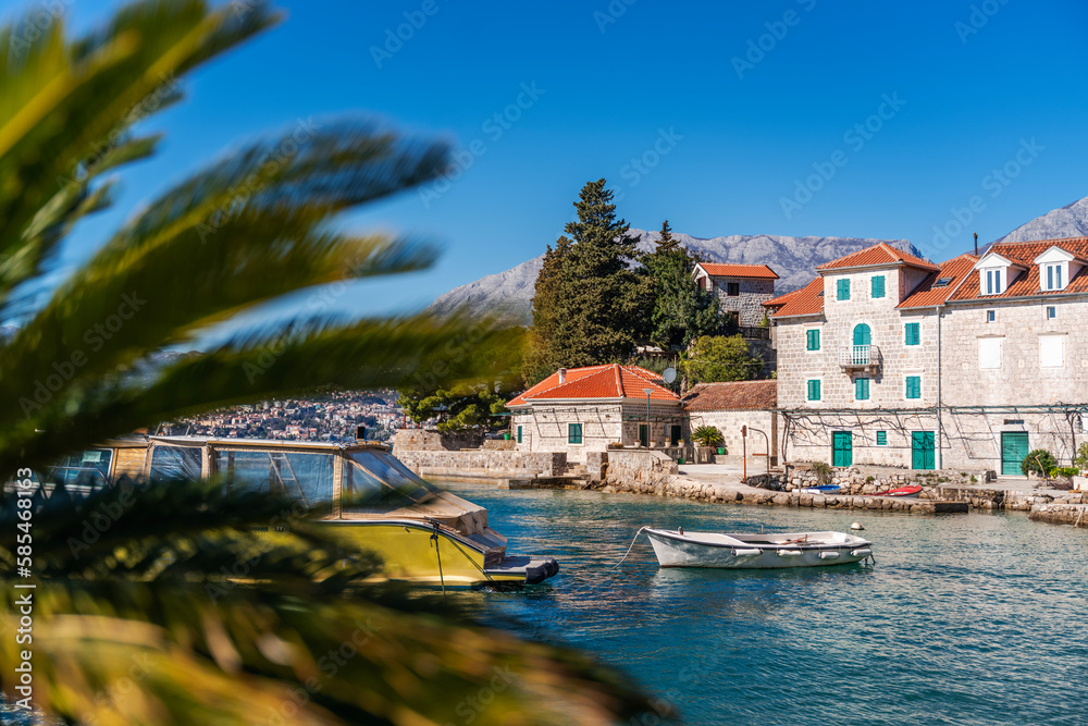 Small old resort village Forte Rose on the Adriatic coast in Montenegro ...