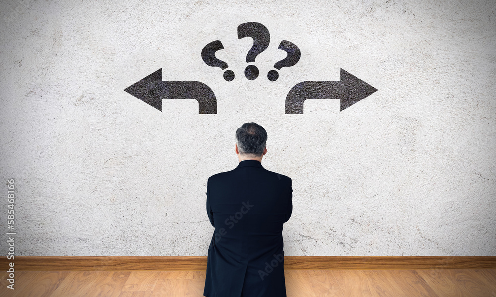 Business Man Career and Choice, Direction and Question Mark Concept ...