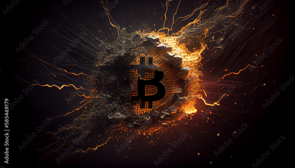 Cryptocurrency & Bitcoin logo: 8K dark background, glowing effects ...
