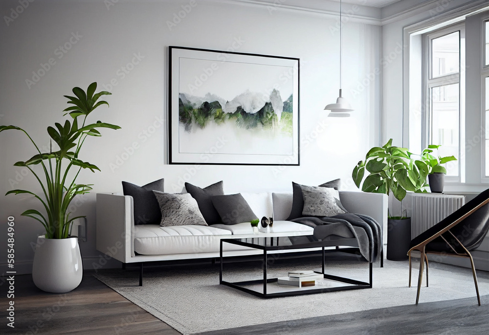 Interior design of a minimalist living room that is stylish using sleek ...