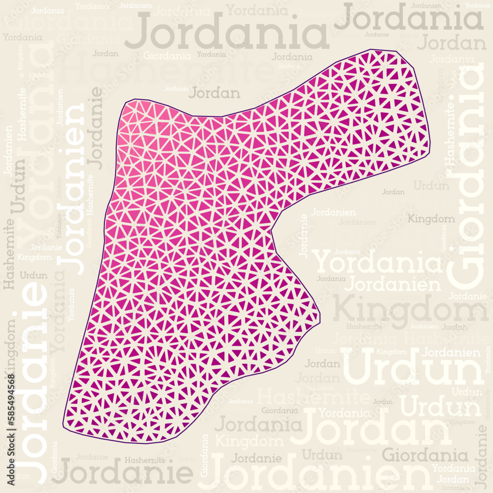 Vektorová grafika „JORDAN map design. Country names in different ...